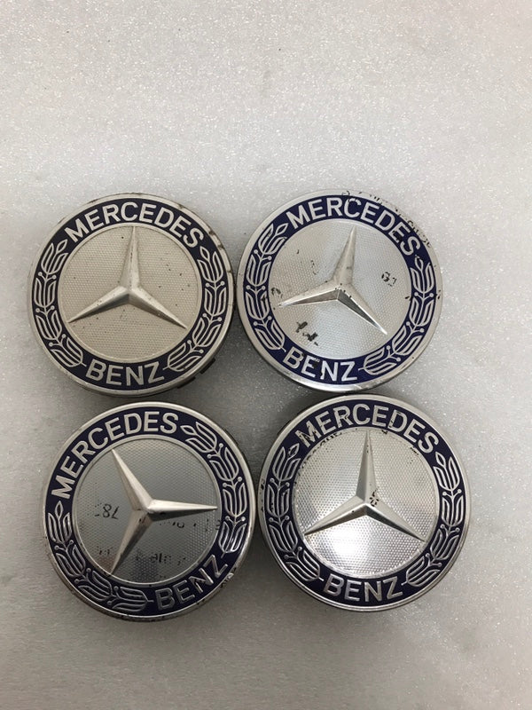 4PC Mercedes-Benz 75MM Classic Dark Blue Wheel Center Hub Caps AMG Wre ...