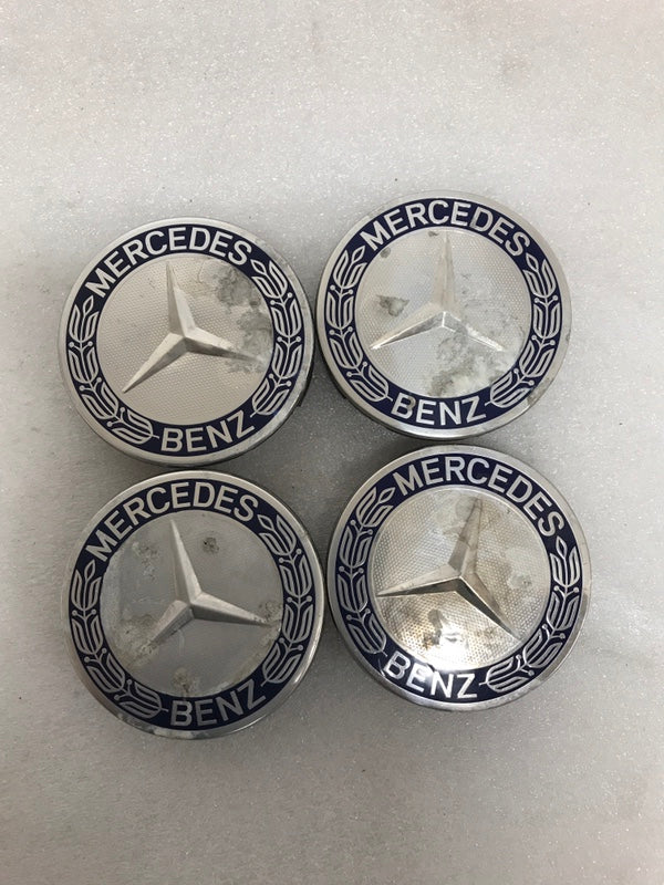 4PC Mercedes 75MM Classic Dark Blue Wheel Center Hub Caps AMG Wreath 9 ...