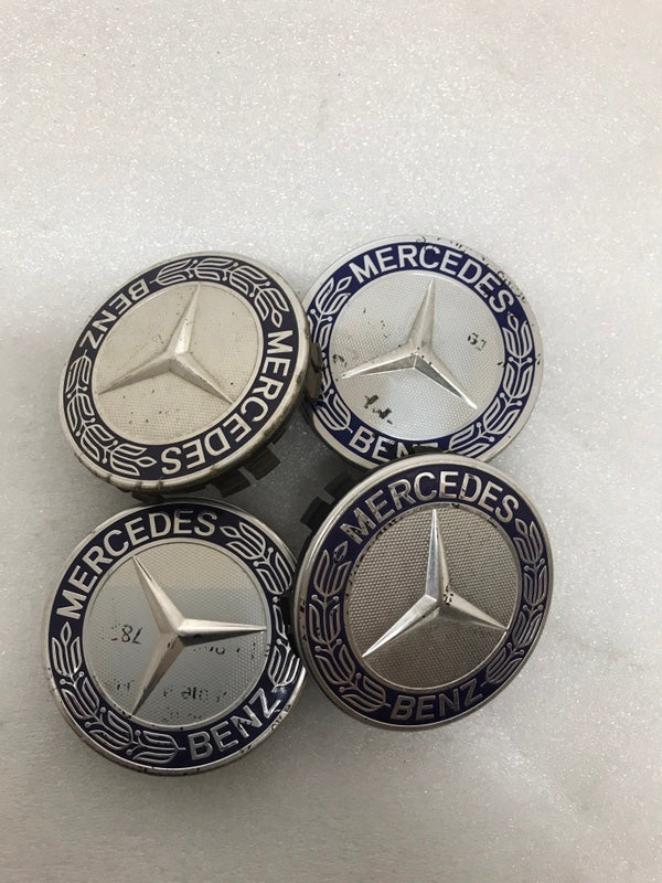4PC Mercedes-Benz 75MM Classic Dark Blue Wheel Center Hub Caps AMG Wre ...