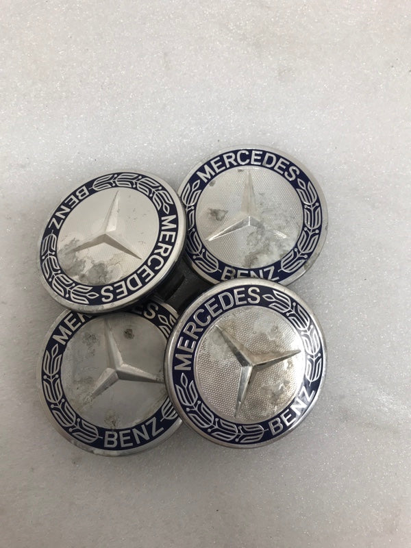 4PC Mercedes 75MM Classic Dark Blue Wheel Center Hub Caps AMG Wreath 9 ...